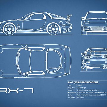 "The RX-7 Blueprint" Sticker for Sale by rogue-design | Redbubble