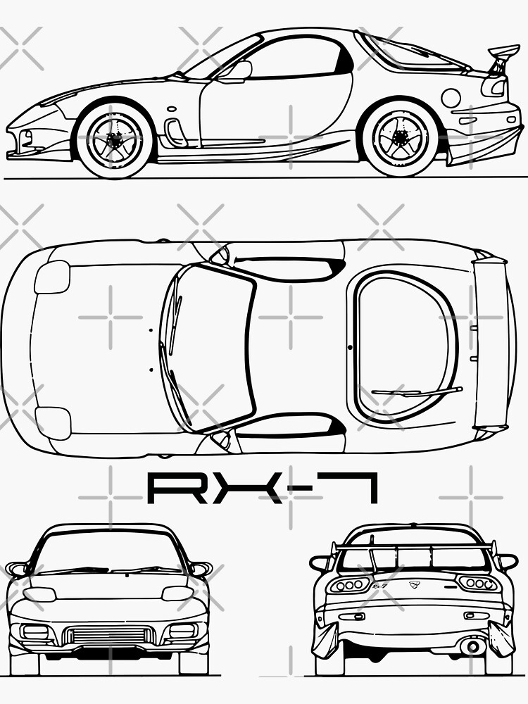 "The RX-7 Blueprint" Sticker for Sale by rogue-design | Redbubble