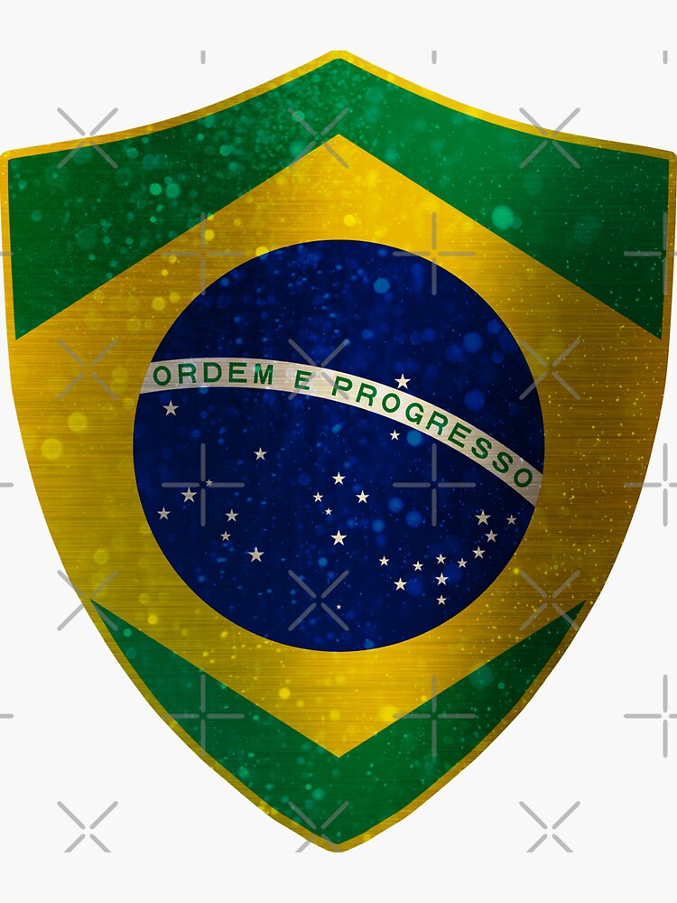 "Brazil Flag Shield" Sticker by ockshirts | Redbubble