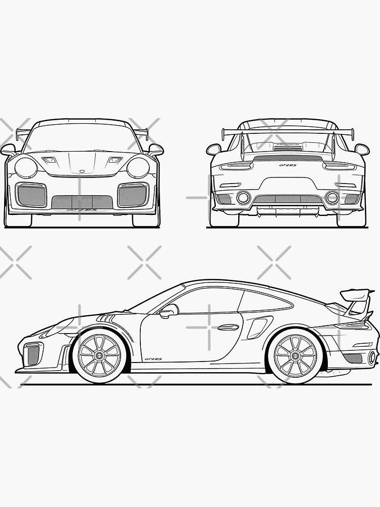 "Porsche 911 GT2 RS" Sticker for Sale by bluprnt | Redbubble