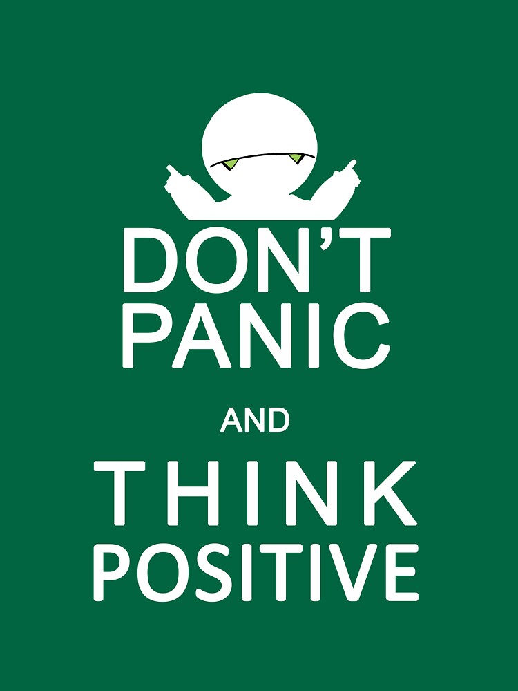 "Marvin the Paranoid Android - Don't panic and think positive." T-shirt ...