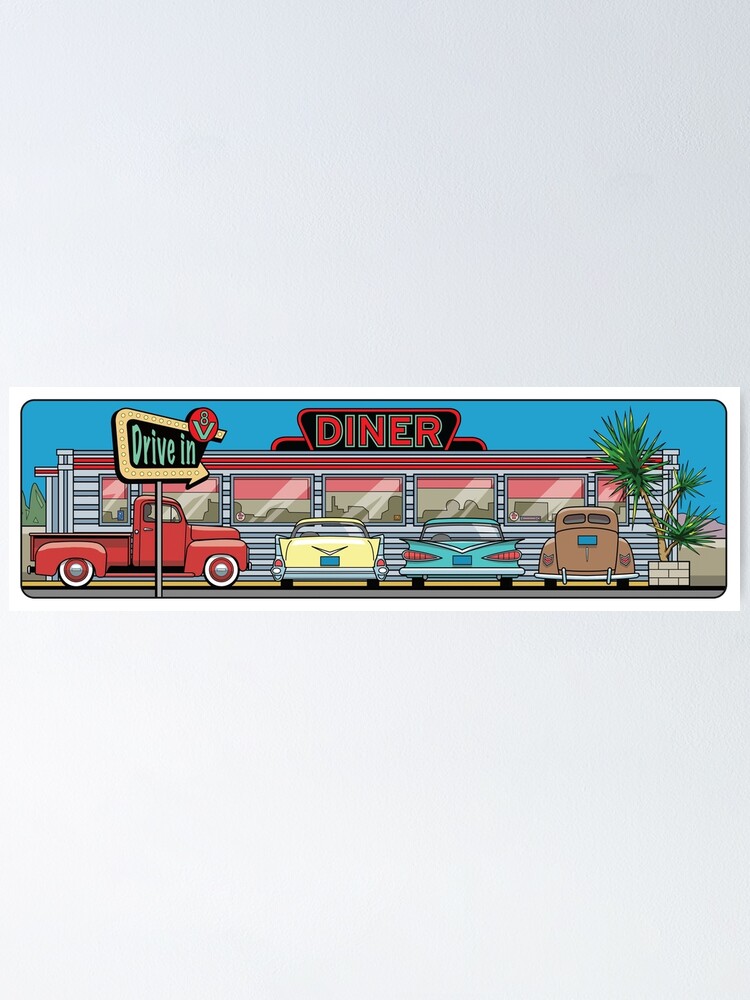 "V8 Diner Illustration" Poster for Sale by candc-retro | Redbubble