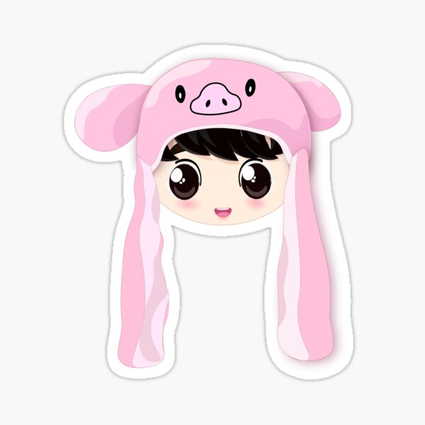 "Pig cap Jin chibi " Sticker for Sale by jinnohana | Redbubble
