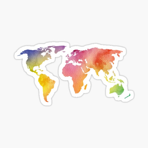 "Rainbow Watercolor World Map" Sticker for Sale by Isabelle-Anne ...