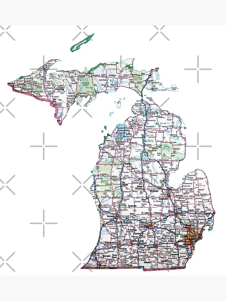 "Michigan Roadmap" Poster for Sale by Havocgirl | Redbubble