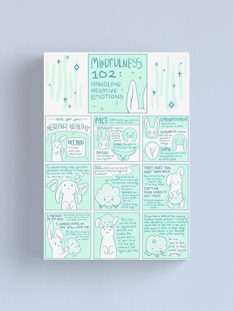 "Let's Get You Mentally Healthy: Mindfulness 102 Bunny Comic" Canvas ...