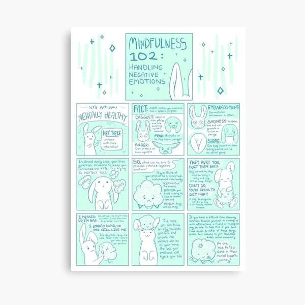 "Let's Get You Mentally Healthy: Mindfulness 102 Bunny Comic" Canvas ...