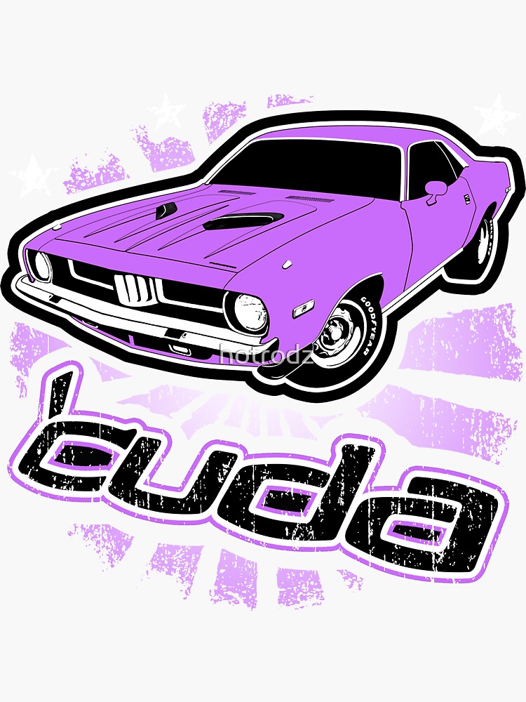 "'CUDA - Plum Crazy" Sticker for Sale by hotrodz | Redbubble