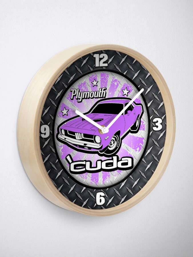 "'Cuda Plum Crazy Clock" Clock for Sale by hotrodz | Redbubble
