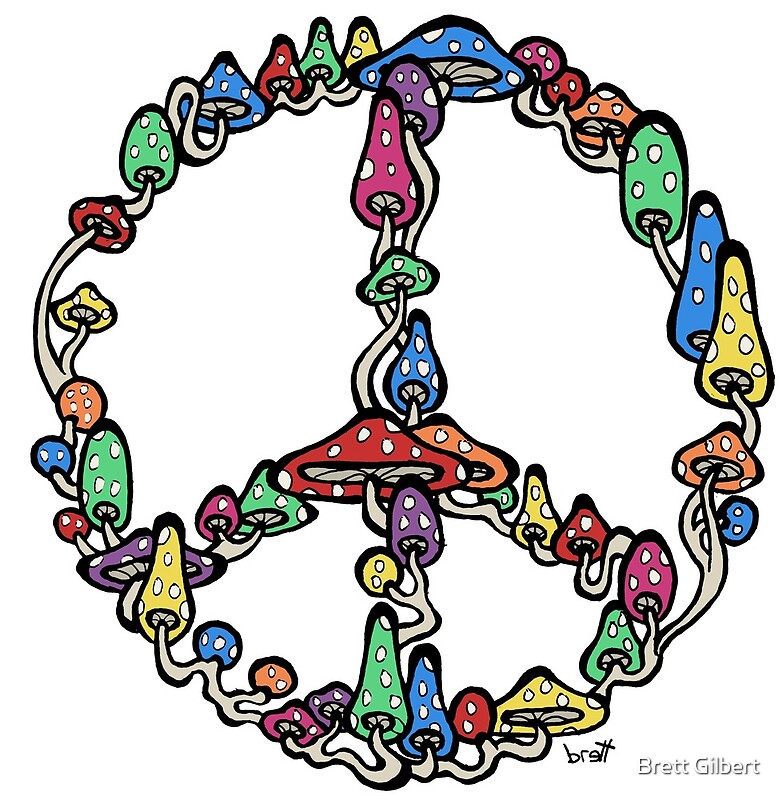 "Peace symbol made of mushrooms." by Brett Gilbert | Redbubble