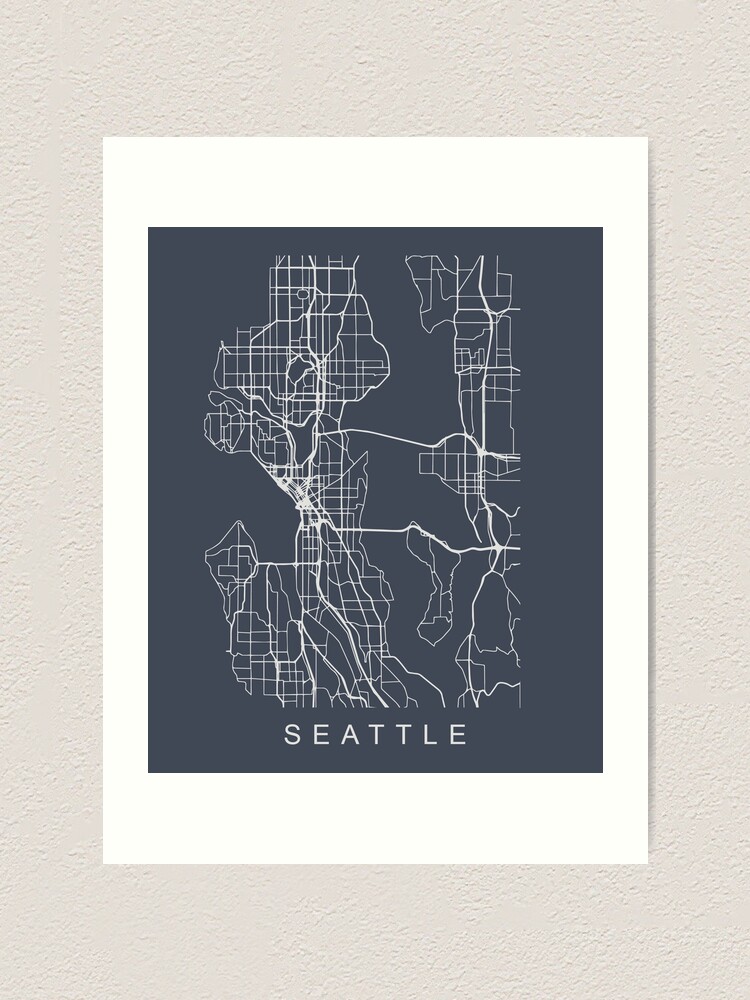 "Seattle WA Minimalist City Street Map Light Design" Art Print for Sale ...