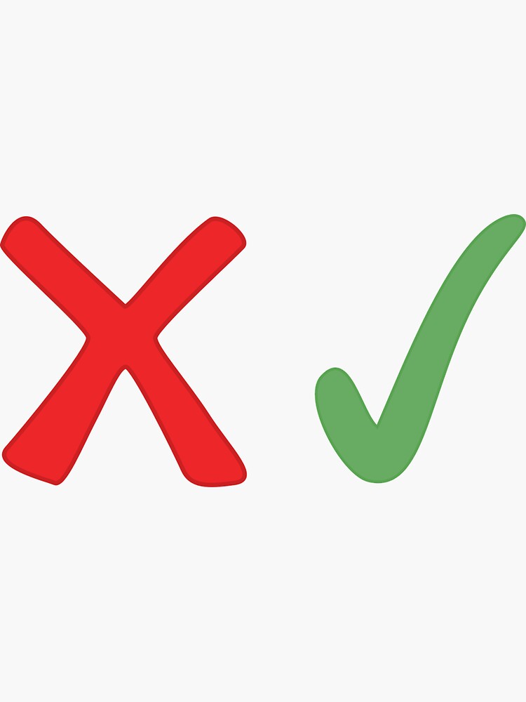 "Check Mark Correct and Wrong" Sticker for Sale by jickien | Redbubble