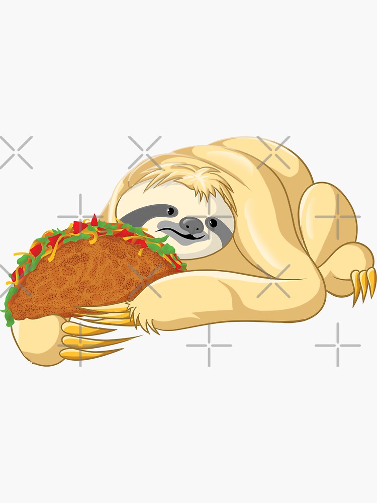 "Sloth Loves Taco Chalupa" Sticker by javaneka | Redbubble