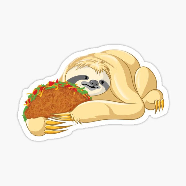 "Sloth Loves Taco Chalupa" Sticker by javaneka | Redbubble