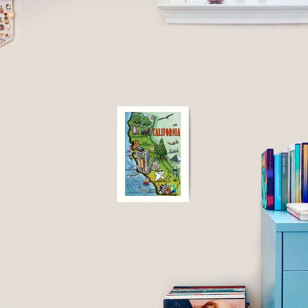 "California Cartoon Map" Art Print by kevinmiddleton | Redbubble