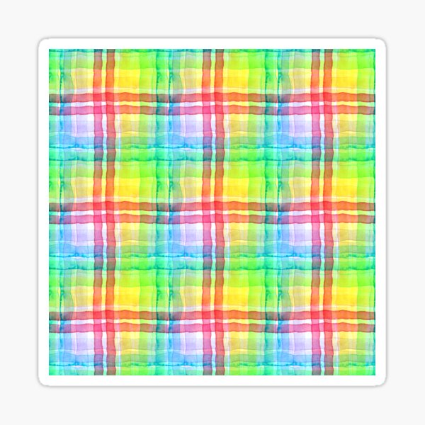 "Bright Rainbow Watercolor Plaid!" Sticker by KelseyLovelle | Redbubble