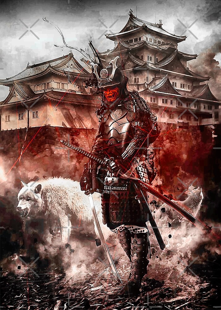 "Dark shadow samurai ronin with white wolf" by SyanArt | Redbubble