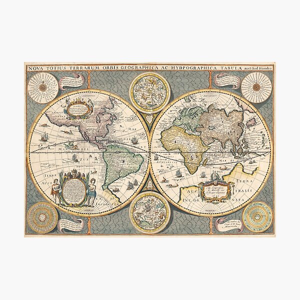 "Restored Vintage Map of the World from 1650" Photographic Print by ...