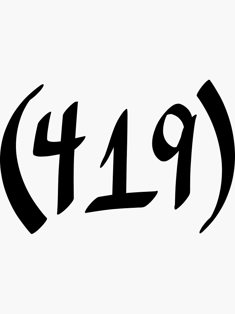"(419)" Sticker for Sale by m16lynn | Redbubble