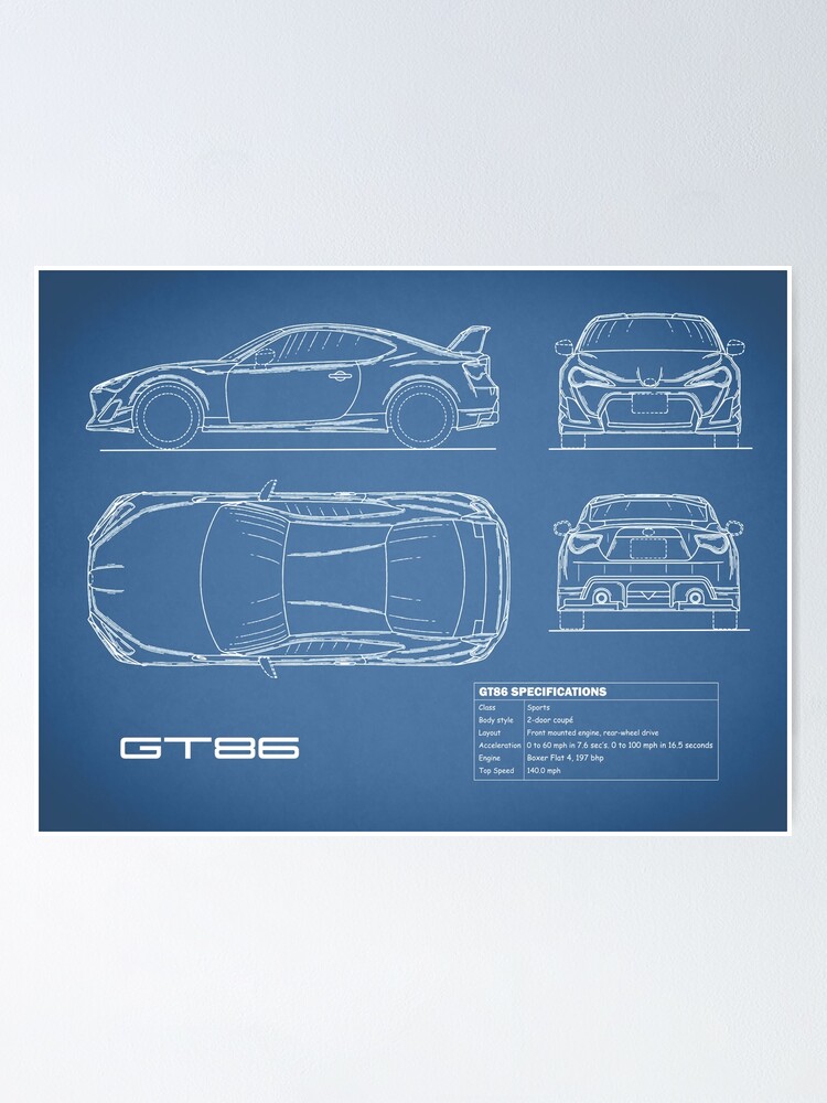 "The GT86 Blueprint" Poster for Sale by rogue-design | Redbubble