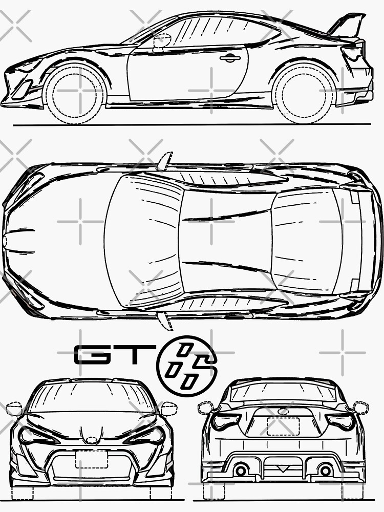 "The GT86 Blueprint" Sticker for Sale by rogue-design | Redbubble