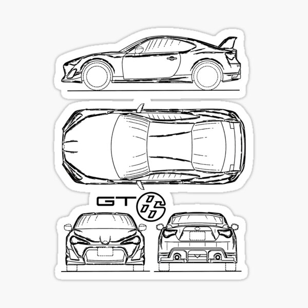 "The GT86 Blueprint" Sticker for Sale by rogue-design | Redbubble