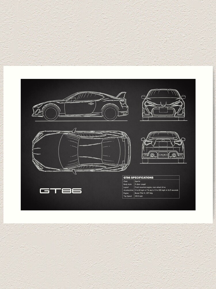 "GT86 Blueprint" Art Print by rogue-design | Redbubble