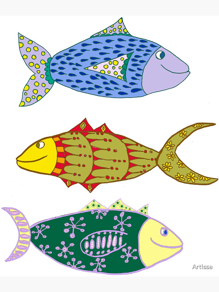 "Hello Fish! - cute digital art illustration " Sticker for Sale by ...