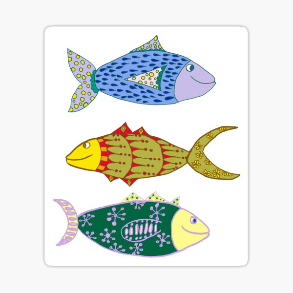 "Hello Fish! - cute digital art illustration " Sticker for Sale by ...