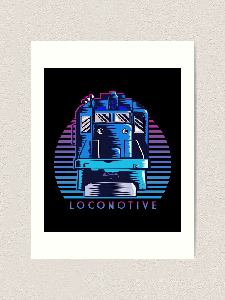 "Vintage Retro Neon 80s Train Gift Locomotive Freight Train Railway ...
