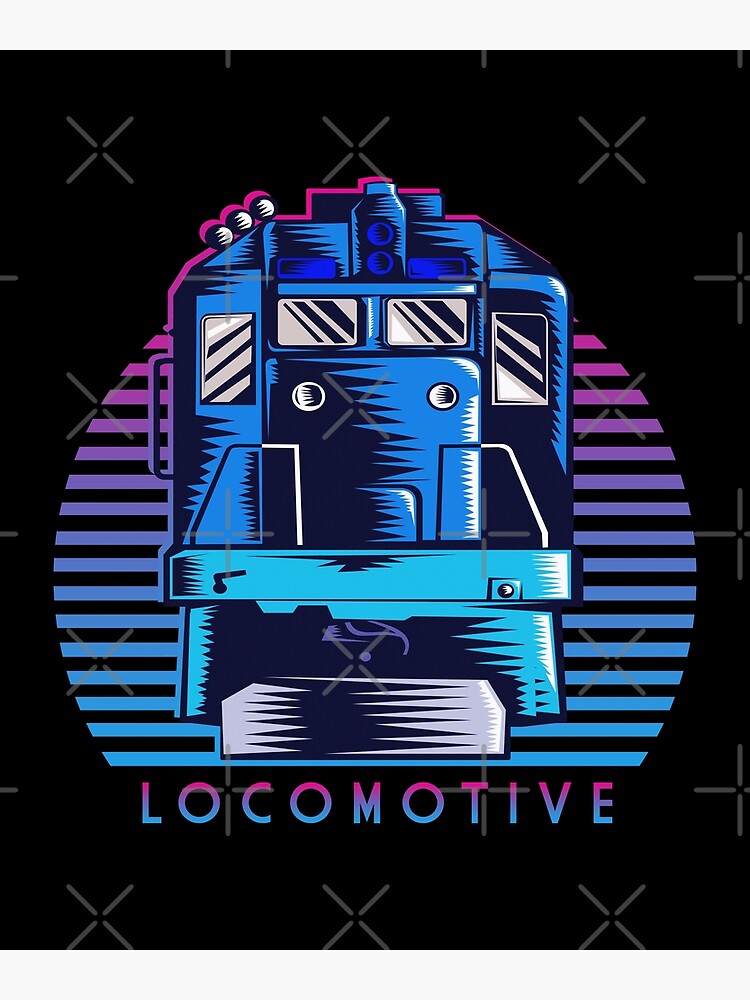 "Vintage Retro Neon 80s Train Gift Locomotive Freight Train Railway ...