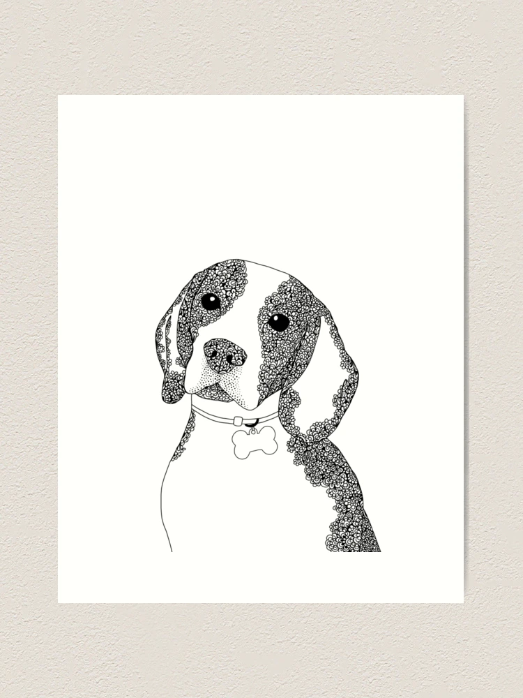 Black And White Beagle Drawing