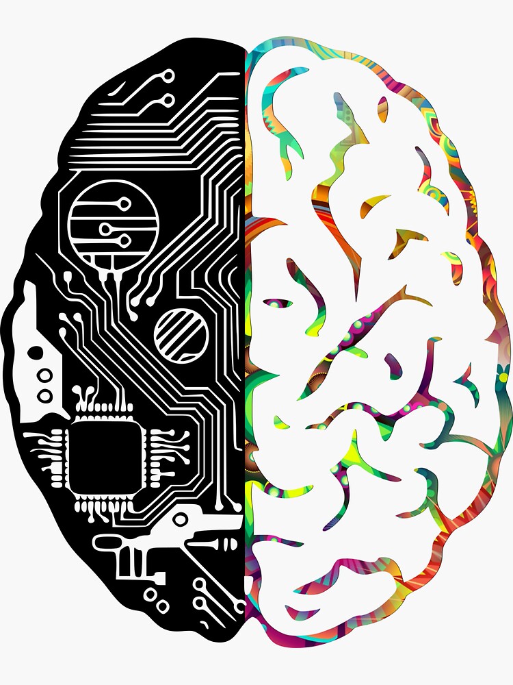 "Coding Brain in Black & Psychedelic Colour" Sticker for Sale by ...