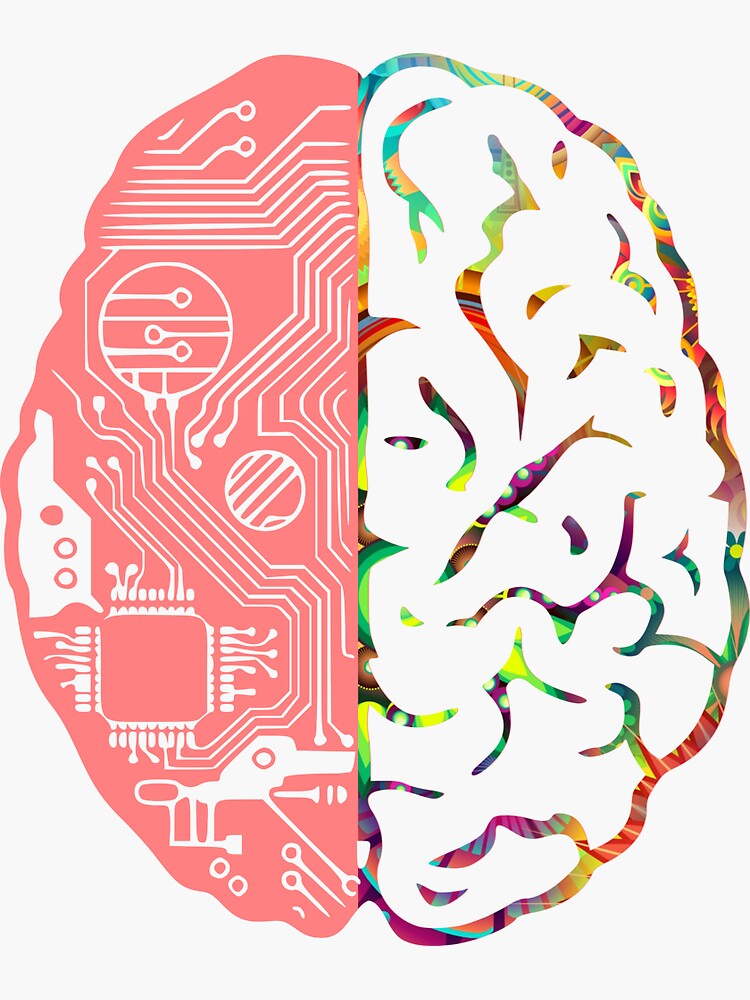 "Coding Brain in Pink & Psychedelic Colour" Sticker by 0tdesigns ...