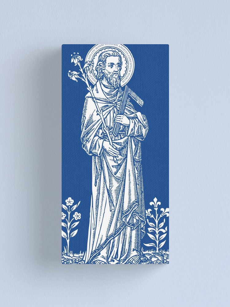 "St. Joseph - blue bkg" Canvas Print by DeoGratias | Redbubble