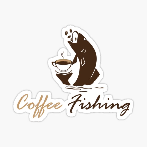 "Coffee Fishing" Sticker for Sale by ruzzgraphics | Redbubble