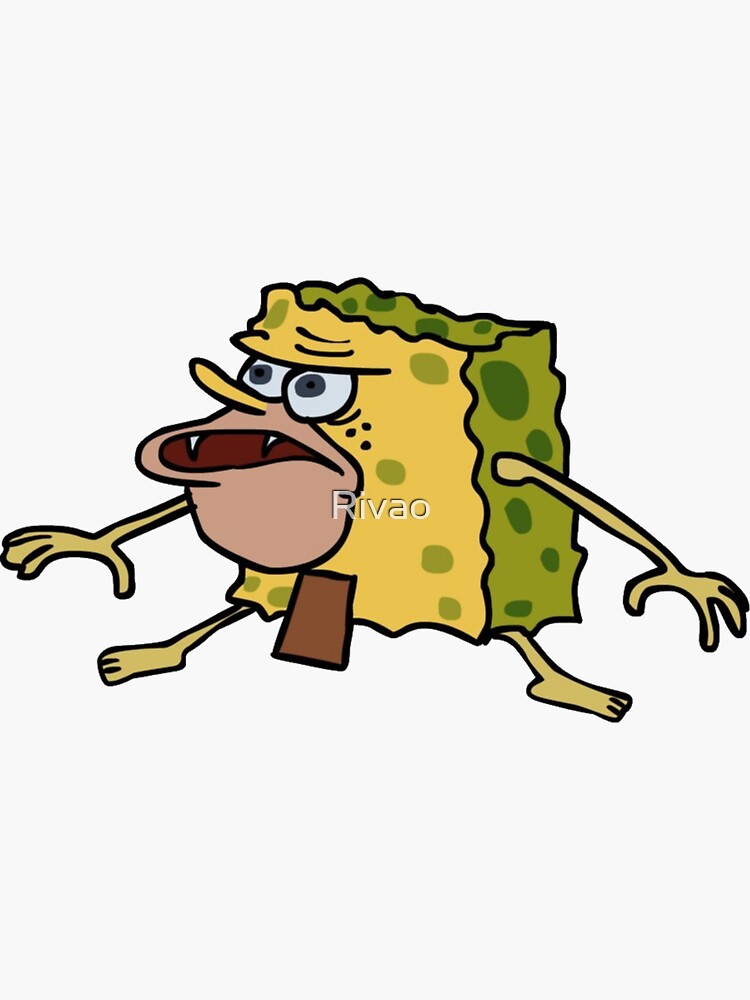 "Spongebob caveman meme" Sticker by Rivao | Redbubble