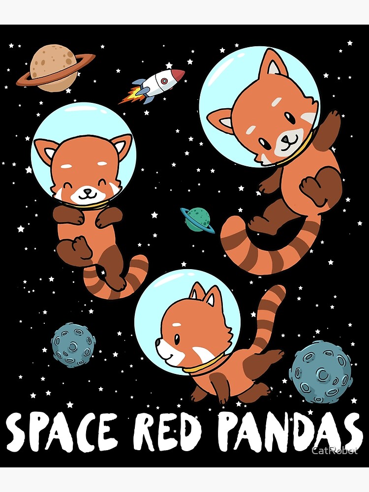 Space Red Pandas Astronauts Spacecraft Gift Premium Matte Vertical Poster