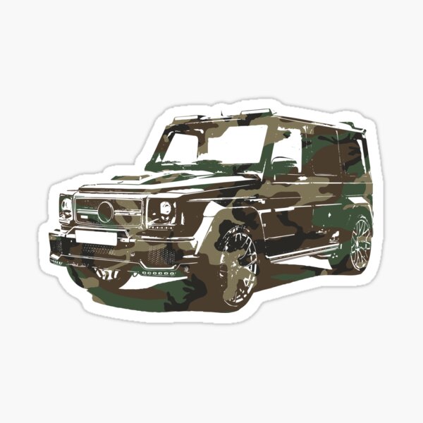 "Mercedes G-Wagon WOODLAND CAMO" Sticker for Sale by bluprnt | Redbubble