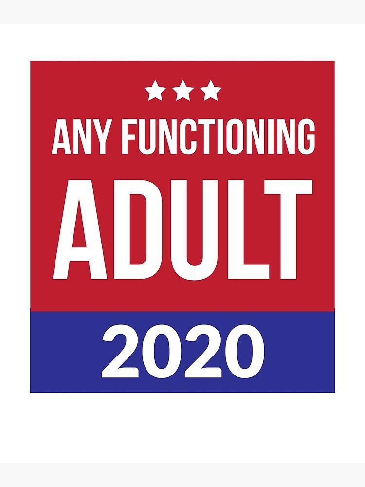 "Any Functioning Adult - 2020 US Election" Art Print for Sale by ...