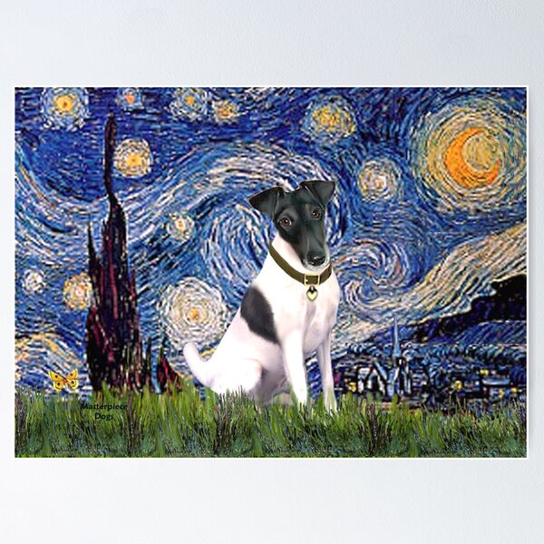 "Starry Night - Smooth Fox STerrier (black and white)" Poster for Sale ...
