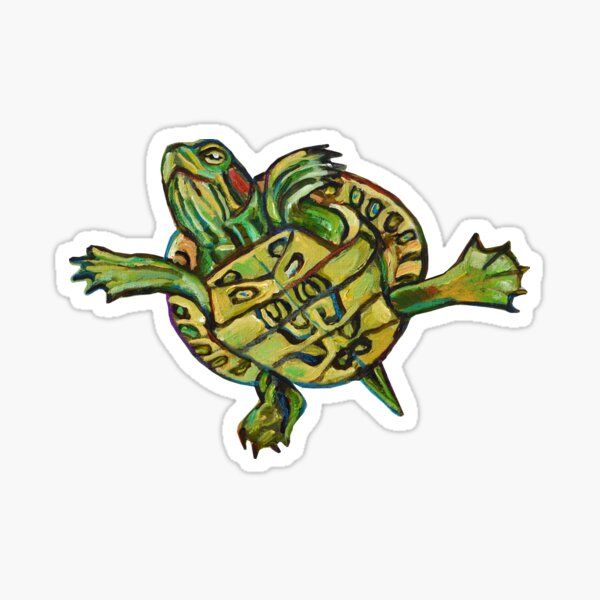 "Cute Slider Turtle Sticker" by RobertPhelpsArt | Redbubble