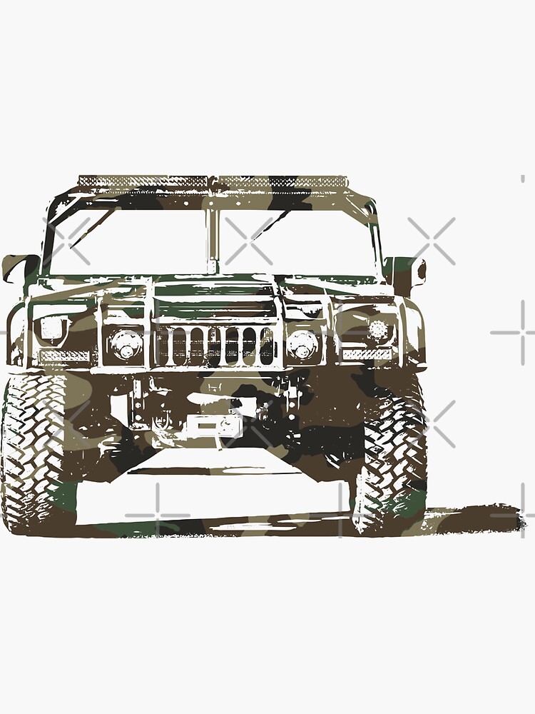 "Hummer H1 WOODLAND CAMO" Sticker by bluprnt | Redbubble