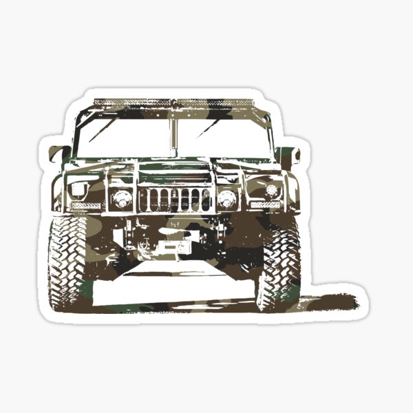 "Hummer H1 WOODLAND CAMO" Sticker by bluprnt | Redbubble