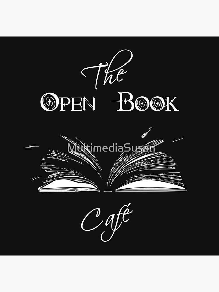 "The Open Book Cafe - design for dark backgrounds" Sticker for Sale by ...