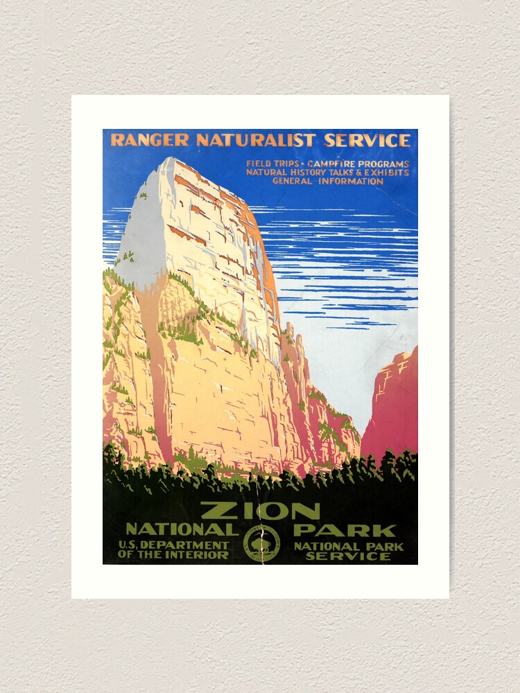 "Zion National Park, Ranger Naturalist Service - Vintage Travel Poster ...