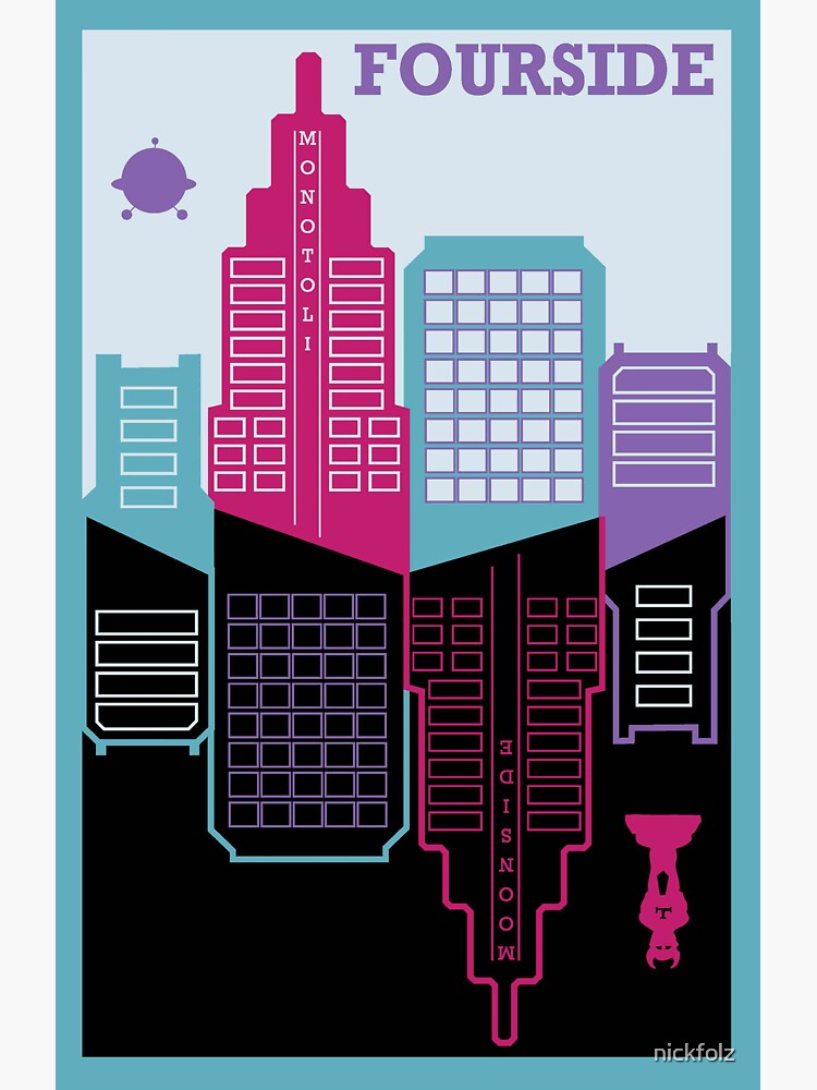 "Fourside Poster, Earthbound" Sticker for Sale by nickfolz | Redbubble