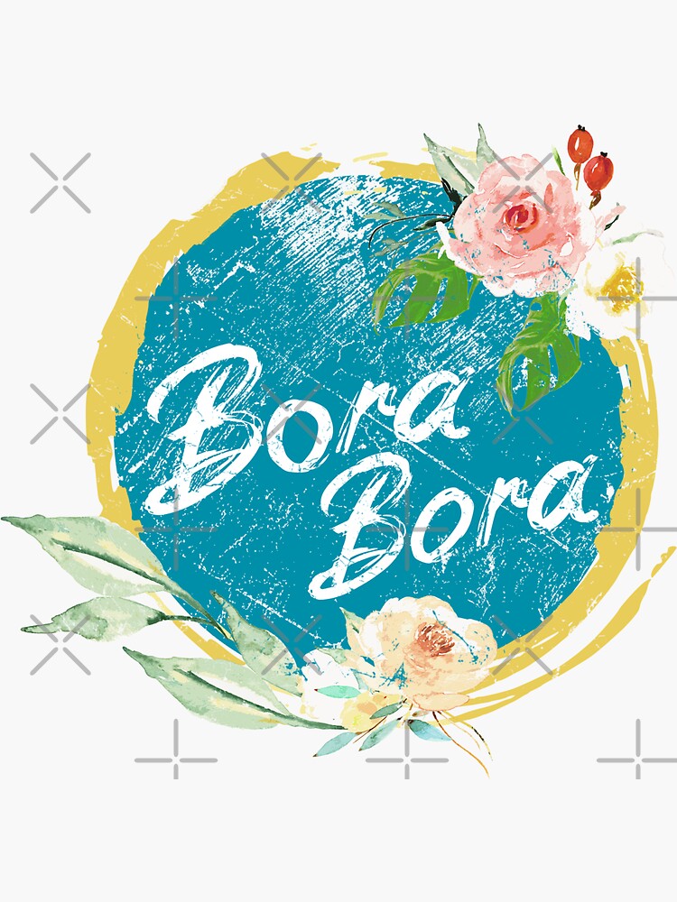 "Bora Bora French Polynesian Vintage Floral " Sticker for Sale by ...