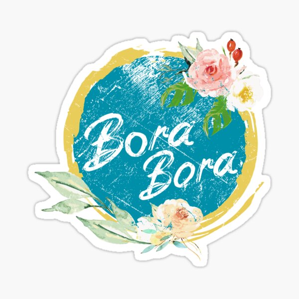"Bora Bora French Polynesian Vintage Floral " Sticker for Sale by ...