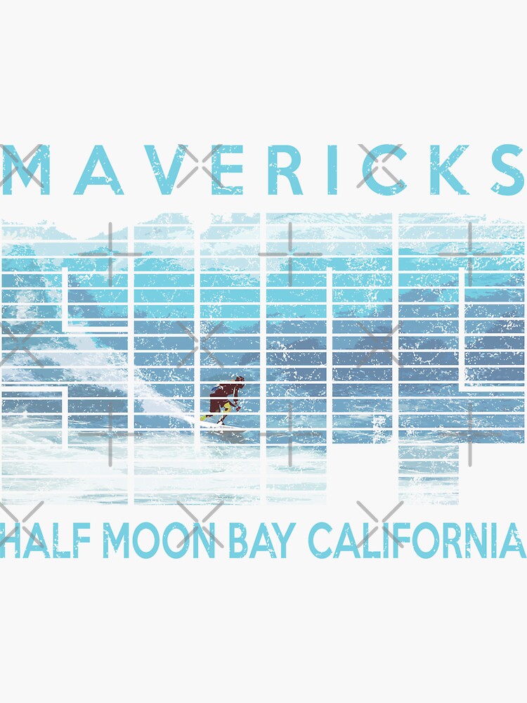 "MAVERICKS Surf Half Moon Bay Big Wave Surfing" Sticker by IronEcho ...